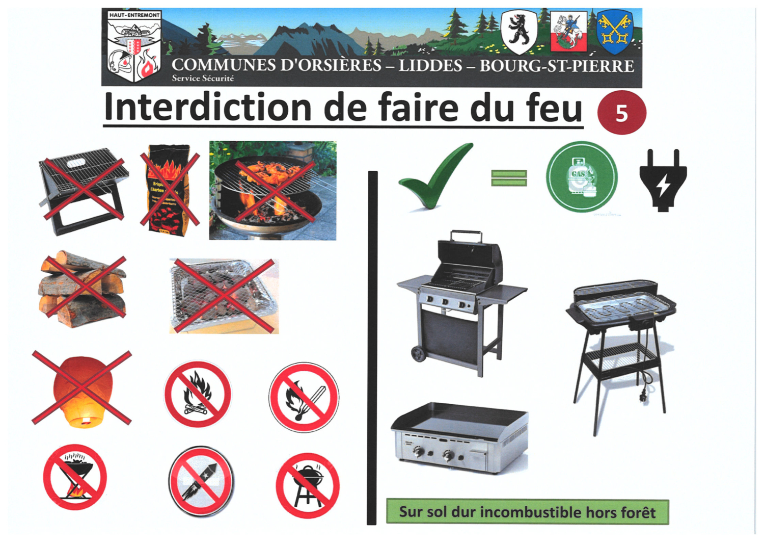 Danger d'incendie - Commune de Bourg-Saint-Pierre